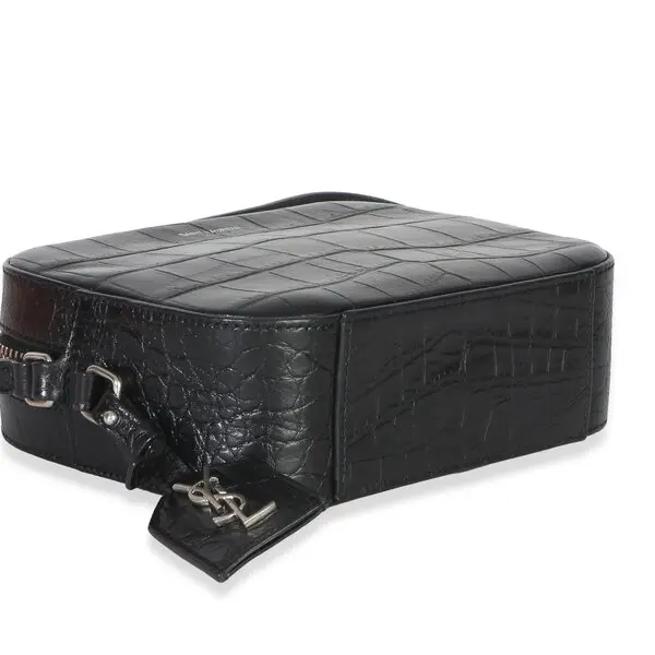 Saint Laurent Calfskin Camera Bag Crocodile Embossed
