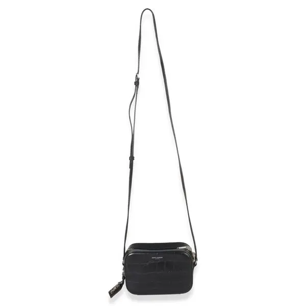 Saint Laurent Calfskin Camera Bag Crocodile Embossed