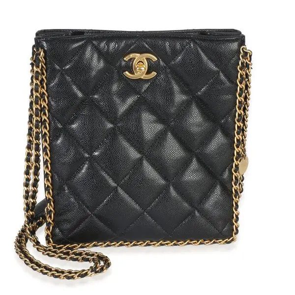 Chanel Quilted Caviar Never Ending Chain Tote - Black