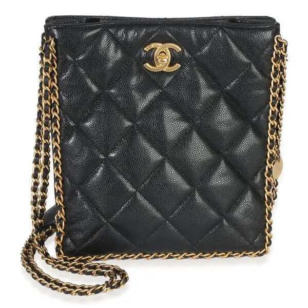 Chanel Quilted Caviar Never Ending Chain Tote - Black