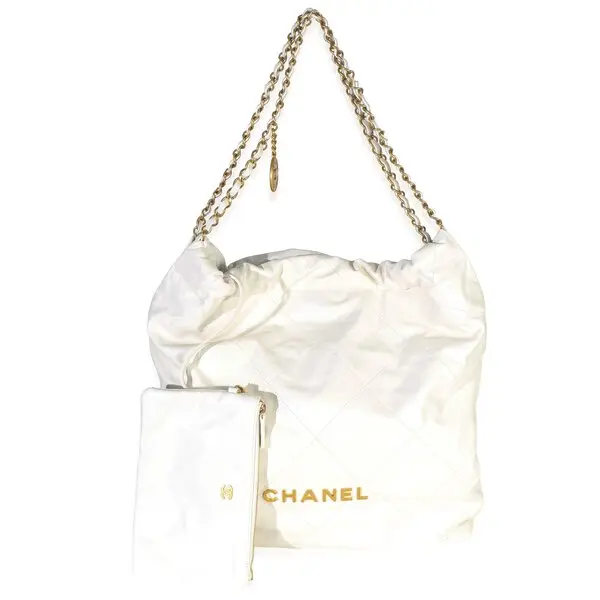 Chanel Quilted Calfskin 22 Hobo - White