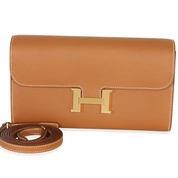 Hermès Gold-tone Constance Long Wallet To Go - Brown
