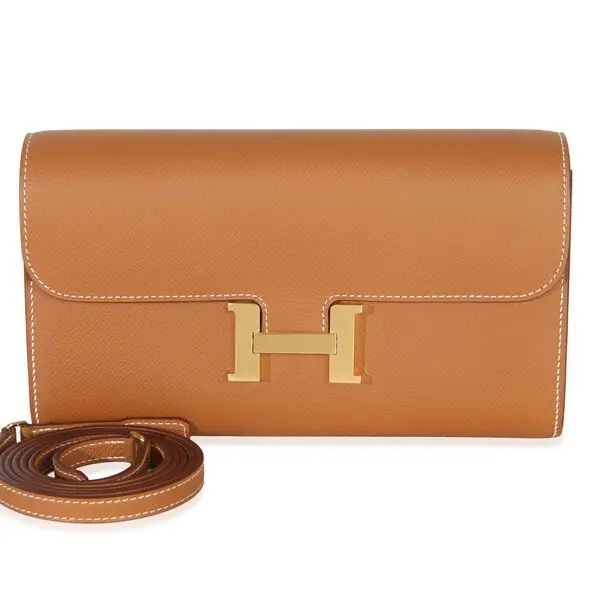 Hermès Gold-tone Constance Long Wallet To Go - Brown