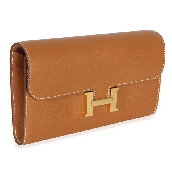 Hermès Gold-tone Constance Long Wallet To Go - Brown