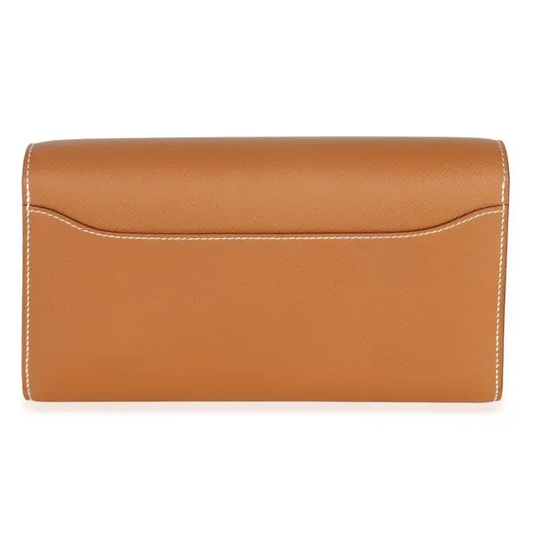 Hermès Gold-tone Constance Long Wallet To Go - Brown