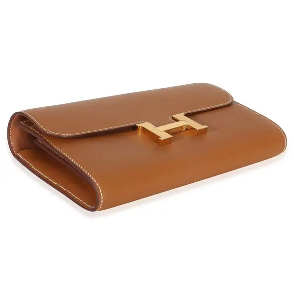 Hermès Gold-tone Constance Long Wallet To Go - Brown