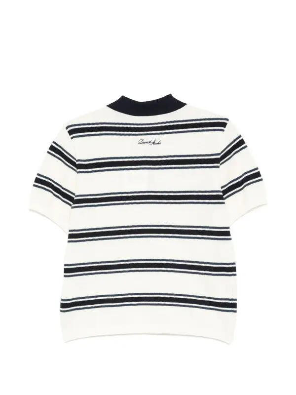 DUNST Striped Cotton Polo Shirt - White