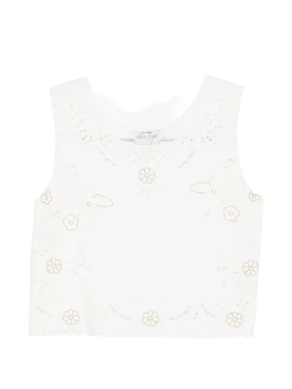 FORTE_FORTE Embroidered Cotton Top - White