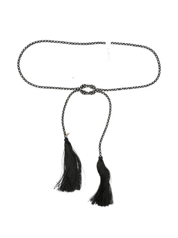 FORTE_FORTE Crystals And Tassels Belt - Black