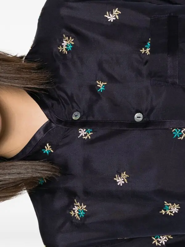 FORTE_FORTE Embroidered Silk Shirt - Blue