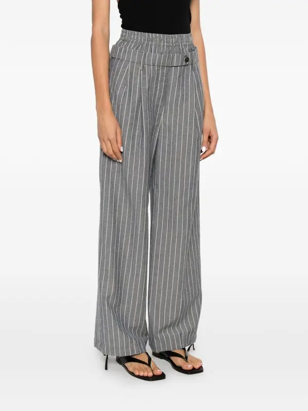 WHITE SAND Linen Blend Trousers - Grey