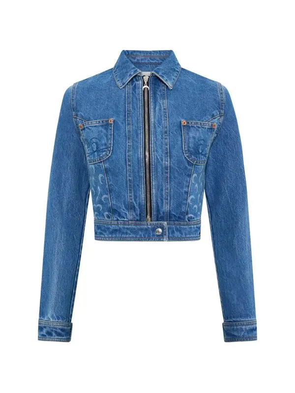 MARINE SERRE Denim Cotton Jacket - Sky Blue