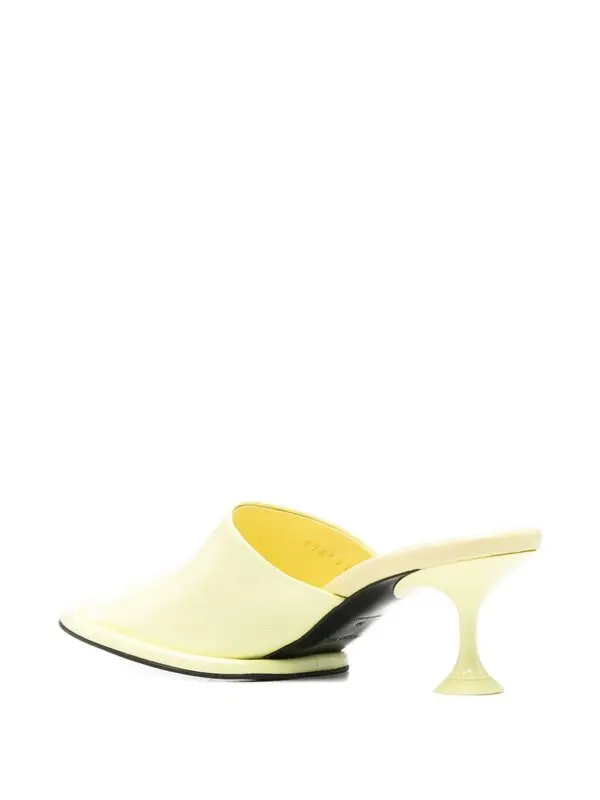 SERGIO ROSSI Leather Mules - Yellow