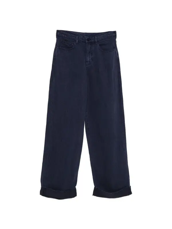 Emporio Armani Linen Blend Trousers - Blue
