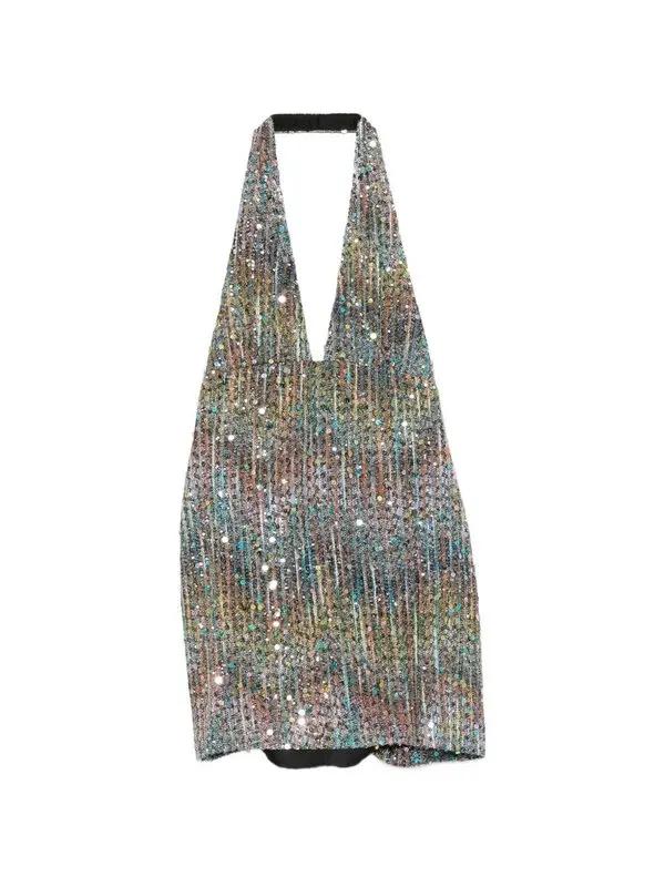 Missoni Embellished Halterneck Mini Dress - Brown