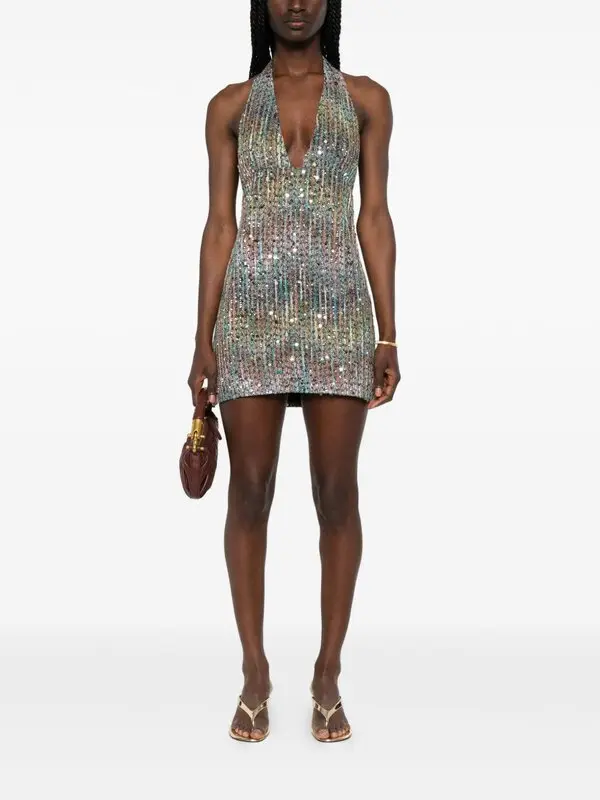 Missoni Embellished Halterneck Mini Dress - Brown