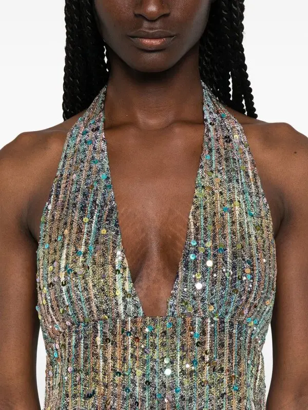 Missoni Embellished Halterneck Mini Dress - Brown