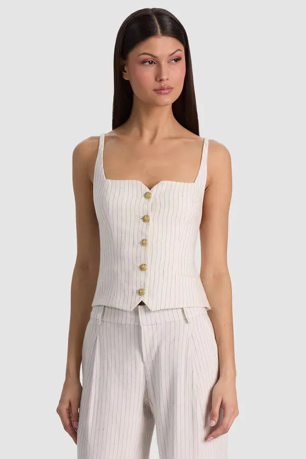 Alice + Olivia Kelcey Linen Vest - Black