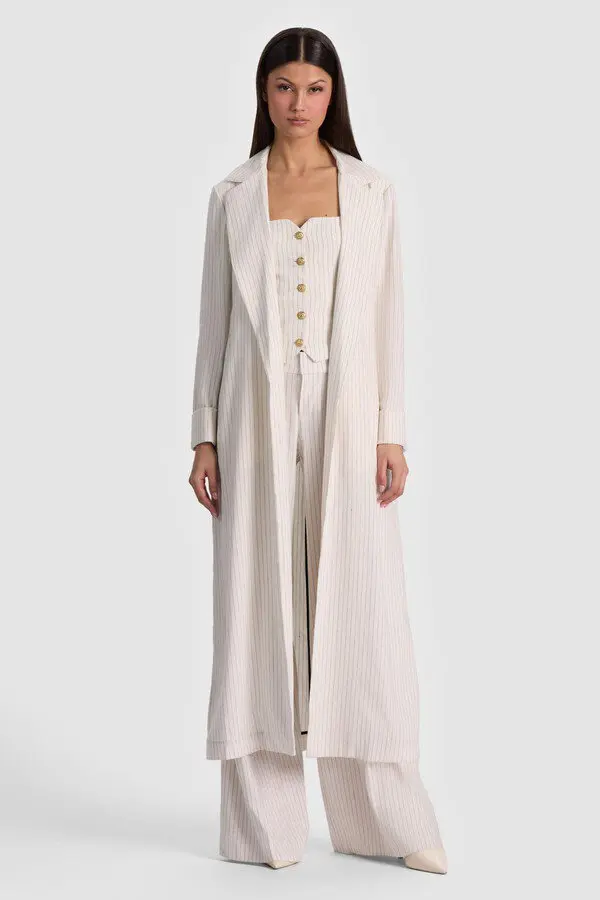 Alice + Olivia Shelia Linen Maxi Blazer