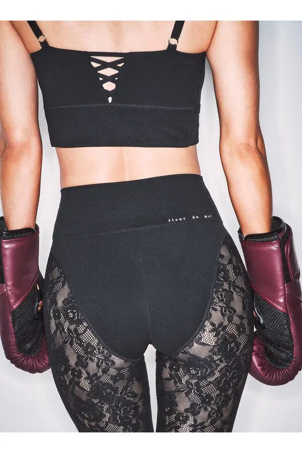 FLEUR DU MAL Le Stretch Lace Legging - Black