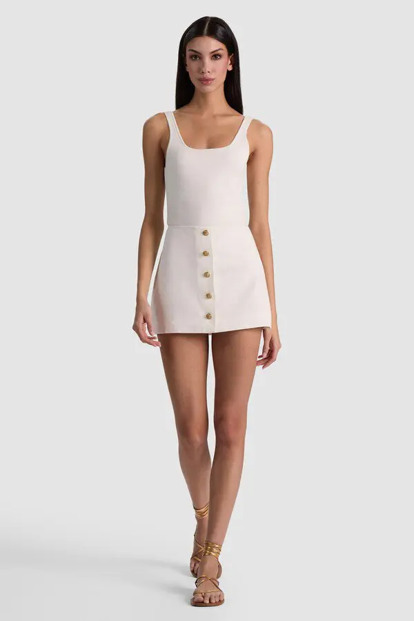 Alice + Olivia Rubi Sateen Mini Skirt - White