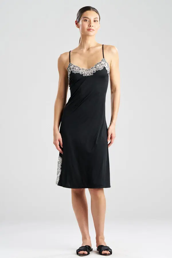 Natori Peony Enchant Slip Dress - Black