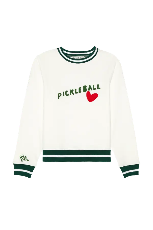 ELLSWORTH + IVEY Elle Pickleball Heart Sweatshirt - Natural