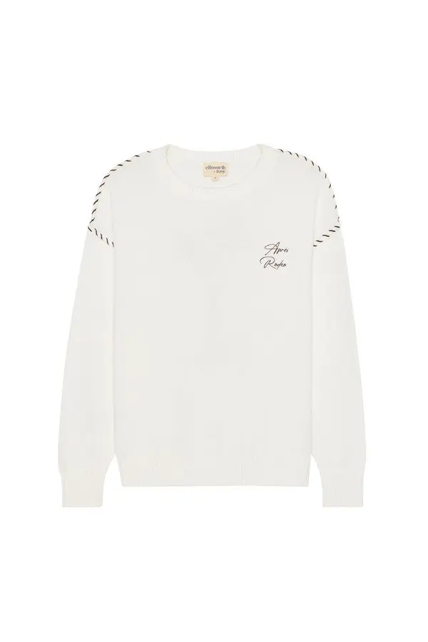 ELLSWORTH + IVEY Riley Crewneck Apres Rodeo Sweater - Neutral