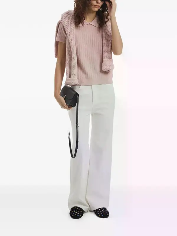 CRUSH COLLECTION Knit Peter Pan Collar T-shirt