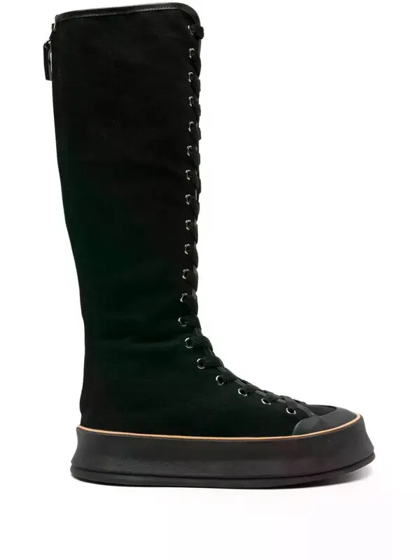 Max Mara Knee-high Lace-up Canvas Boots