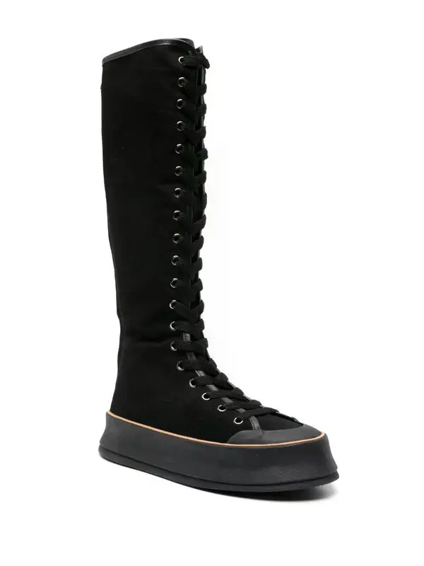 Max Mara Knee-high Lace-up Canvas Boots