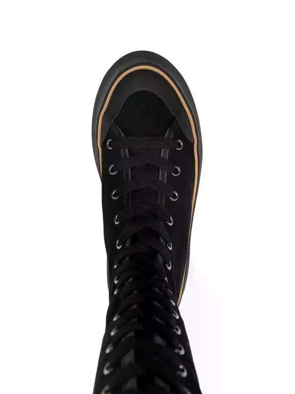 Max Mara Knee-high Lace-up Canvas Boots