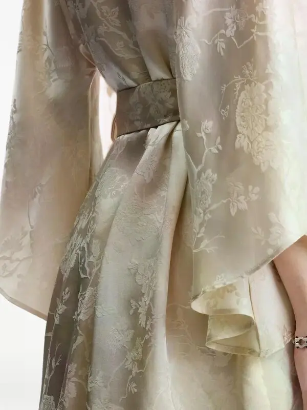 Shanghai Tang Floral Silk Dressing Gown