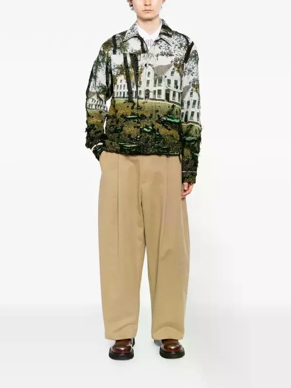 Junya Watanabe Graphic-embroidered Distressed Jacket