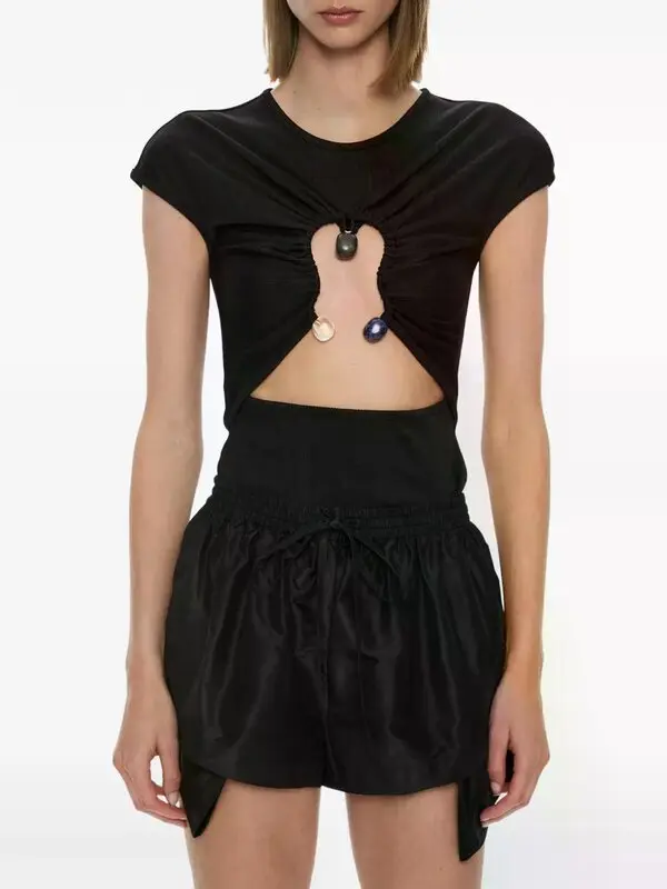 Christopher Esber Hiero Crystal Capped T-shirt - Black