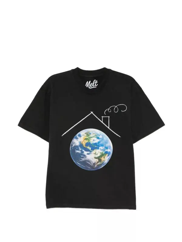 MELT Graphic-print Round Neck T-shirt - Black