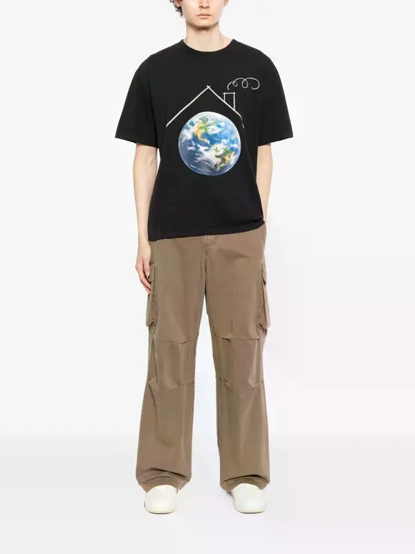 MELT Graphic-print Round Neck T-shirt - Black