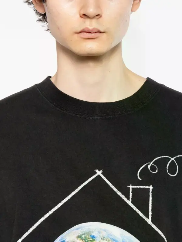 MELT Graphic-print Round Neck T-shirt - Black