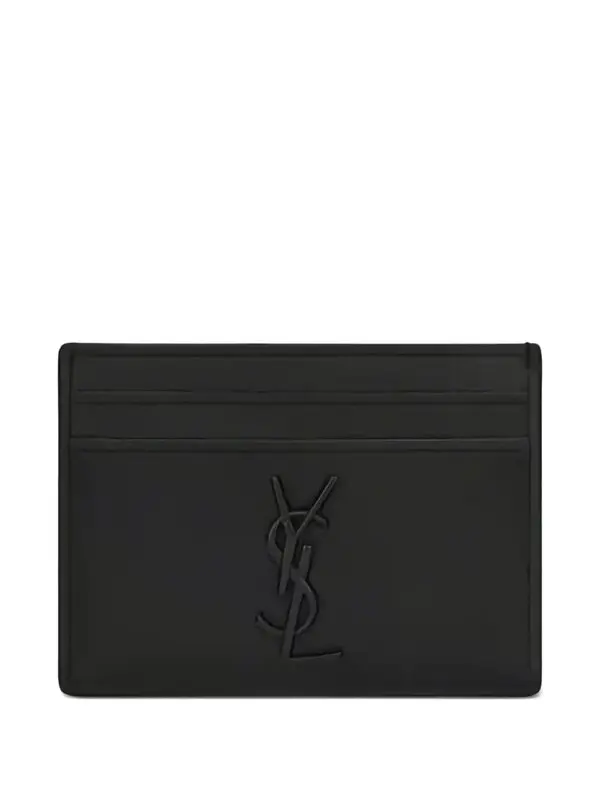Saint Laurent Cassandre Leather Card Holder - Black