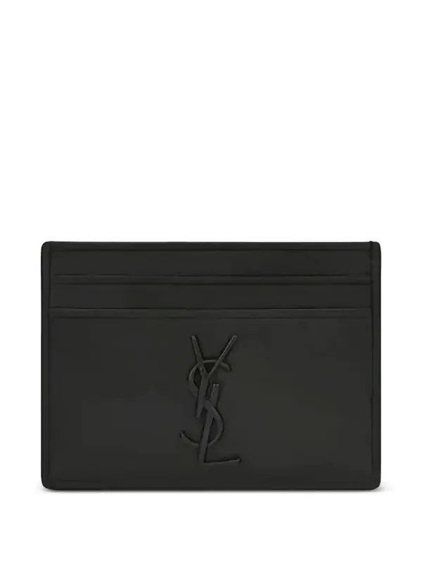 Saint Laurent Cassandre Leather Card Holder - Black