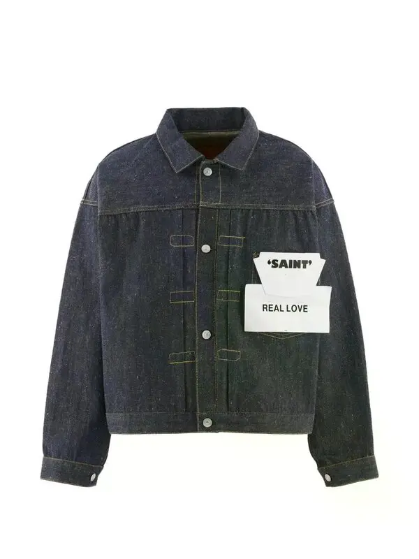 SAINT MXXXXXX Pleated Cinch-strap Denim Jacket
