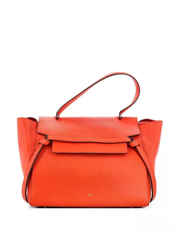 Celine Belt Bag Textured Leather Medium Satchel - Orange
