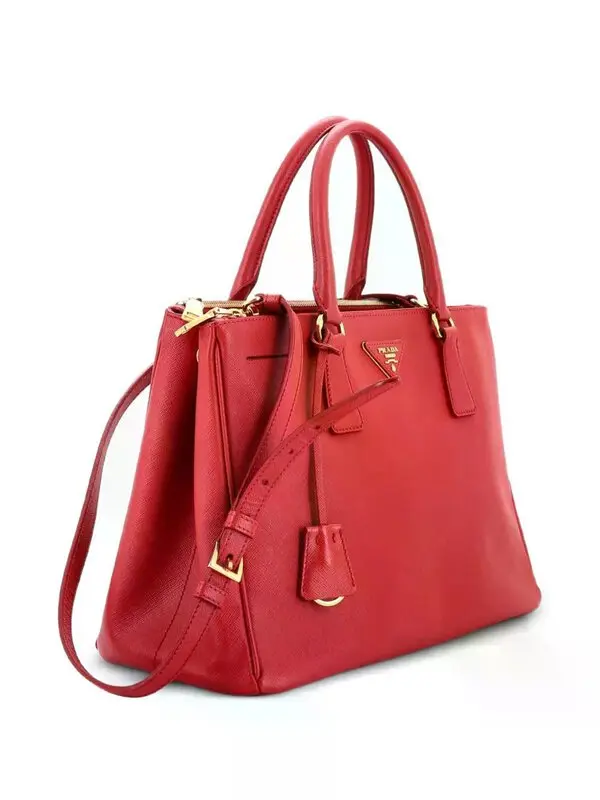 Prada Double Zip Lux Saffiano Leather Medium Tote Bag - Red