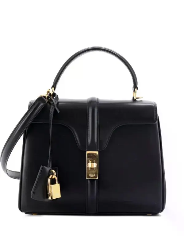 Celine 16 Small Satchel Top Handle Bag - Black