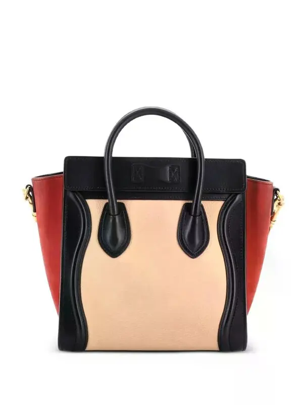 Celine Tricolor Leather Nano Luggage Bag - Black