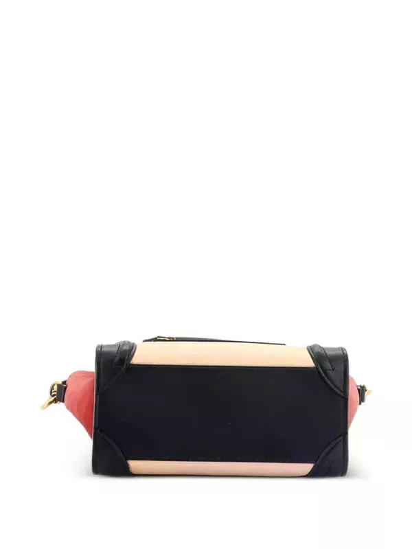Celine Tricolor Leather Nano Luggage Bag - Black