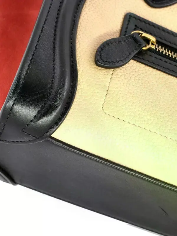 Celine Tricolor Leather Nano Luggage Bag - Black