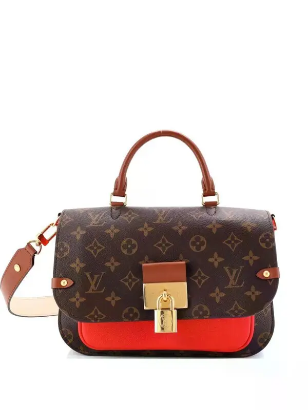 LOUIS VUITTON Vaugirard Handbag Monogram Canvas With Leather Satchel - Red