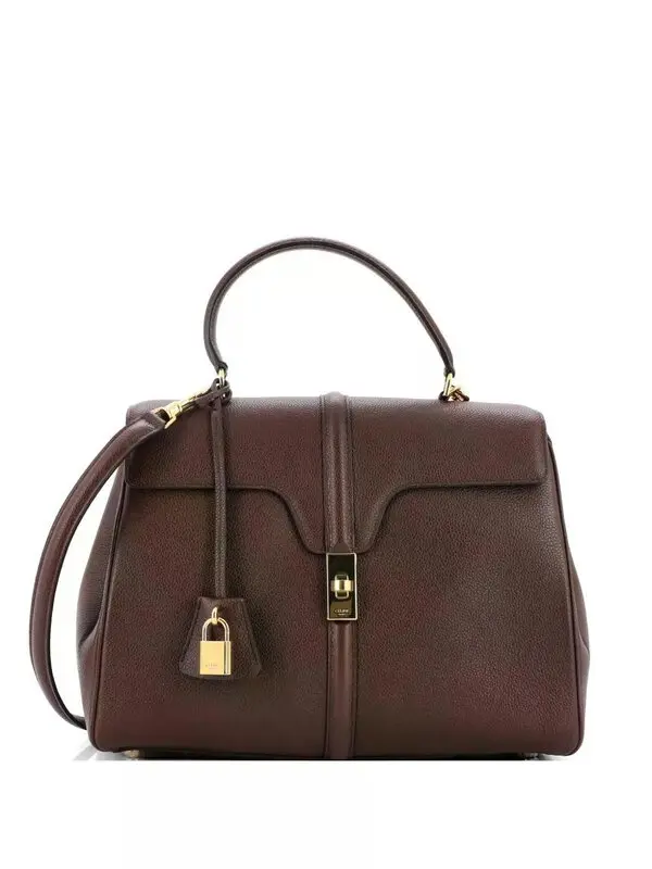 Celine 16 Top Handle Bag Grained Calfskin Medium Shoulder Bag - Brown