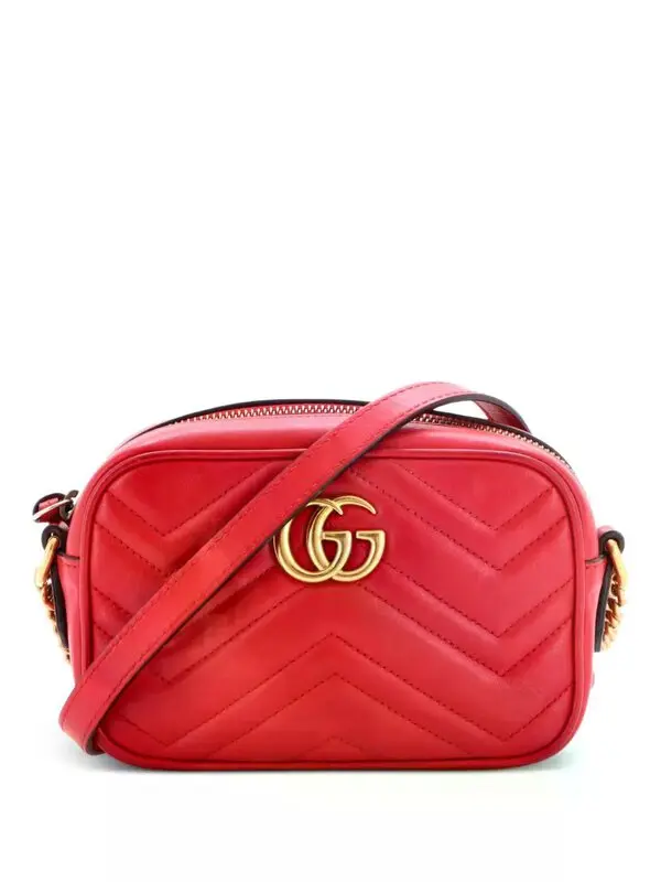 Gucci Gg Marmont Matelassé Leather Mini Shoulder Bag - Red